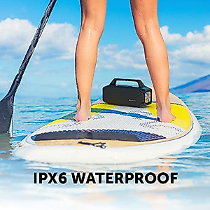 Alpatronix IPX6 Waterproof Stereo Bluetooth Speaker 80W (100W Max), Portable Wireless, 12000mAh Power Bank, Handsfree, Shockproof, TWS, Subwoofer, TF & Flash Card, NFC, AX600, Indoor & Outdoor – Black