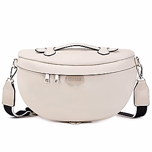 Eslcorri Crossbody Bags for Women - Fashion Sling Purse Shoulder Bag Fanny Pack Leather Causal Chest Bum Bag Backpack with Adjustable Wide Strap for Workout Traveling Running Shopping - off white