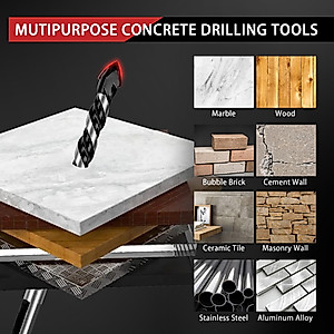 AIMLENTOOL Masonry Drill Bits Set, 10pcs Concrete Drill Bits, 1/8" to 1/2" Multifunction Drill Bit Set with Industrial Strength Carbide Tipped for Brick, Tile, Cement, Ceramic, Glass, Plastic