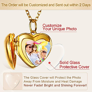 Gold Heart Locket Necklace for Women Silver Locket Necklace That Holds Picture Photo Keep Memorial Accessories Chain 16 Inch Custom Jewelry Personalized Locket Necklace for Wowen