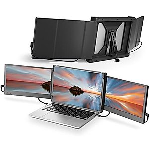 Teamgee Portable Monitor for Laptop, 12” Full HD IPS Display, Dual Triple Monitor Screen Extender, HDMI/USB-A/Type-C Plug and Play for Windows, Chrome & Mac, Work with 13”-16” Laptops