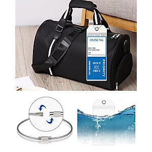 Cruise Luggage Tags (5-Pc Kit) Wide Luggage tag Holder Cruise Essentials Zip Seal Reusable and Steel Loops Premium Clear Thicken Luggage Tags Waterproof