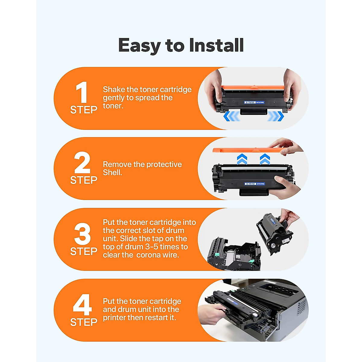 OtterOffice TN760 Toner Cartridge Replacement Compatible for Brother TN760 TN 730 Toner TN-730/TN-760 to Compatible with DCP-L2550DW HL-L2350DW HL-L2370DW HL-L2370DWXL HL-L2395DW MFC-L2710DW, Black