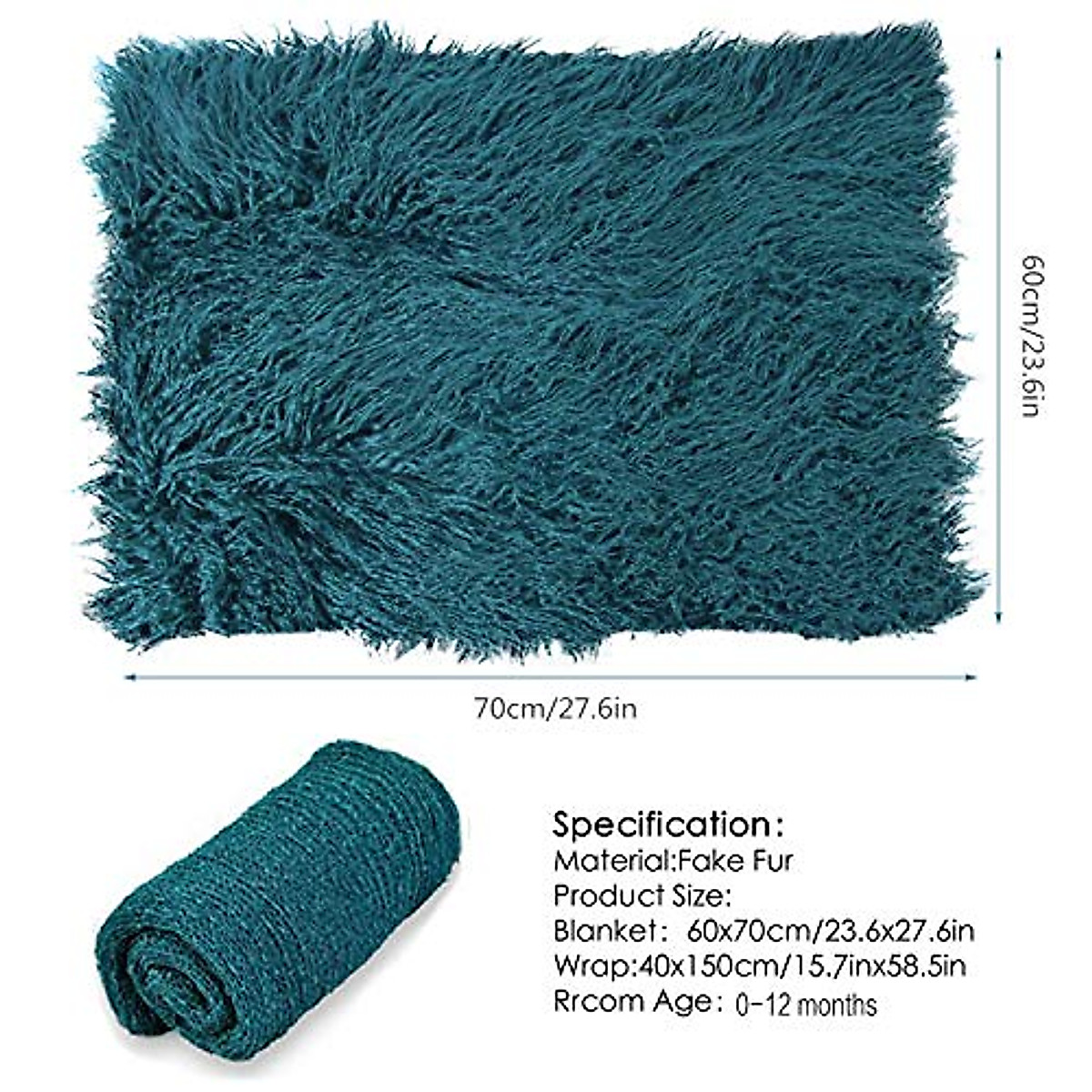 SPOKKI 4 Pcs Newborn Photography Props Outfits- Baby Dark Green Long Ripple Wrap and Toddler Swaddle Blankets Photography Mat with Cute Headbands for Infant Boys Girls(0-12 Months)