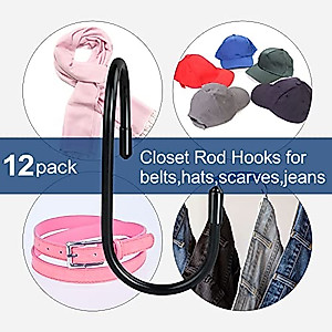12 Pack Purse Hanger for Closet, Twist Design Bag Hanger Purse Hooks Closet Organizer, Large Closet Rod S Hooks for Hanging Bags, Purses, Handbags, Belts, Hats, Plants, Pots (Black)