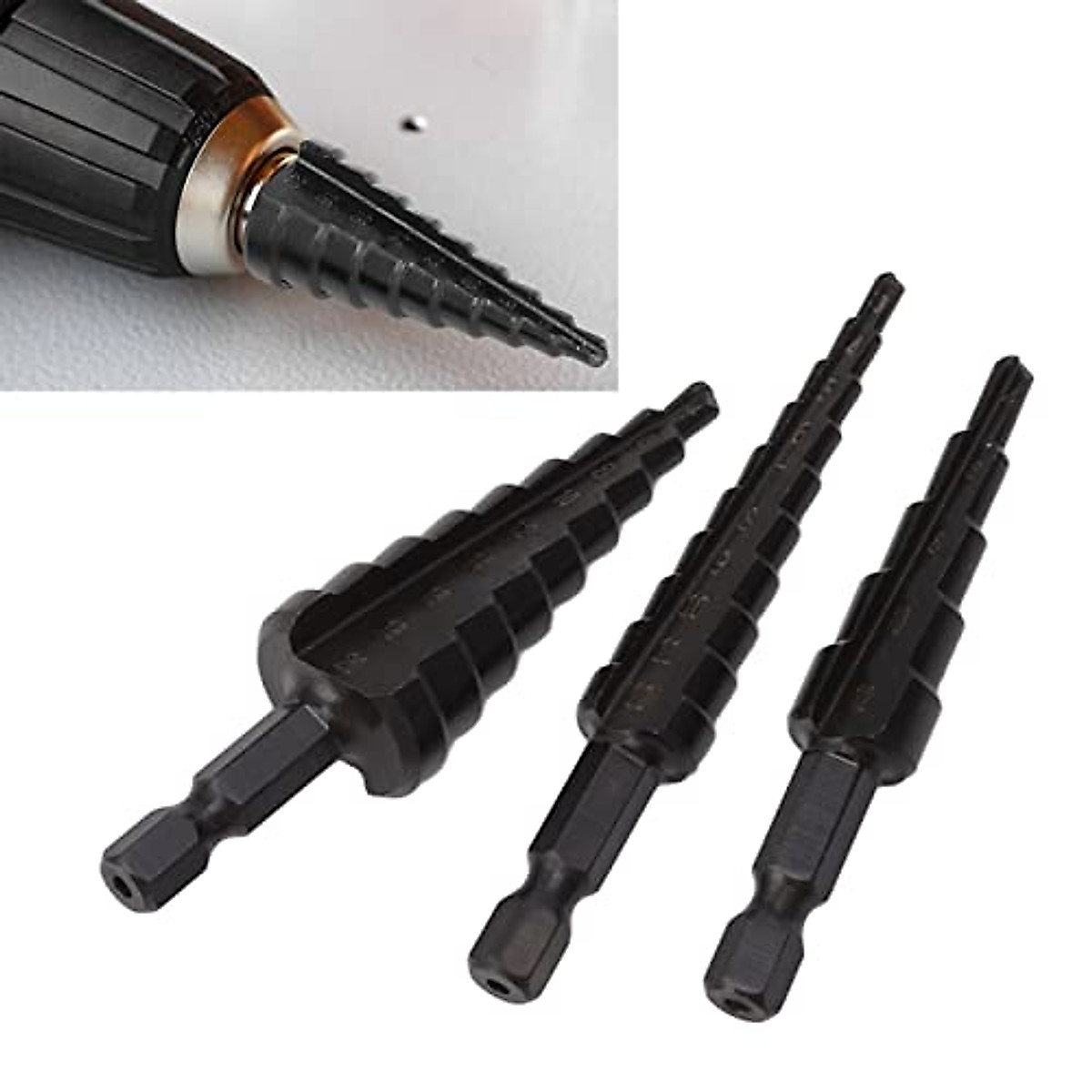 Hex Handle Step Drill Bit, Heat Treatment Step Drill Bit Non Slip for Metal