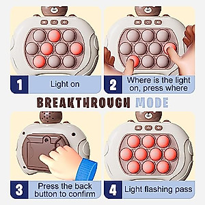 Pocket Game for Kids, 2023 New Electronic Quick Push Game Console Puzzle Light Up Game, Quick Push Bubble Competitive Game Console Series Decompression Toys, USB Rechargeable (Rabbit)