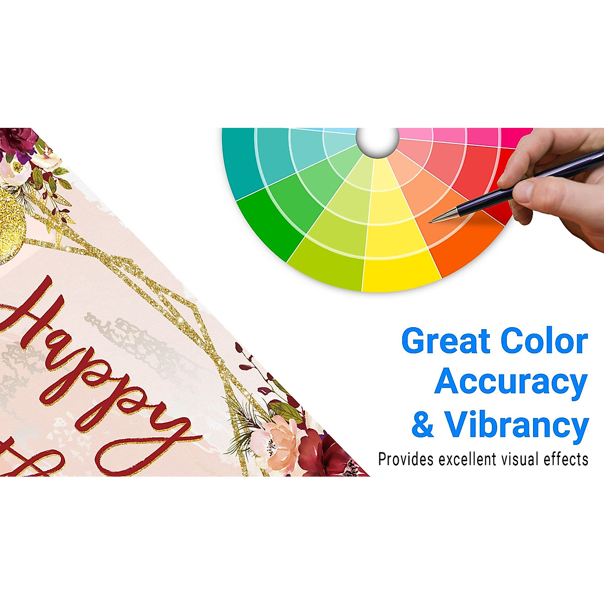 Funnytree Burgundy Floral Happy Birthday Party Backdrop Rose Gold Photography Background Women Lady Girl 16th 30th 40th 50th 60th Milestone Anniversary Bday Banner Supplies Prop Favors