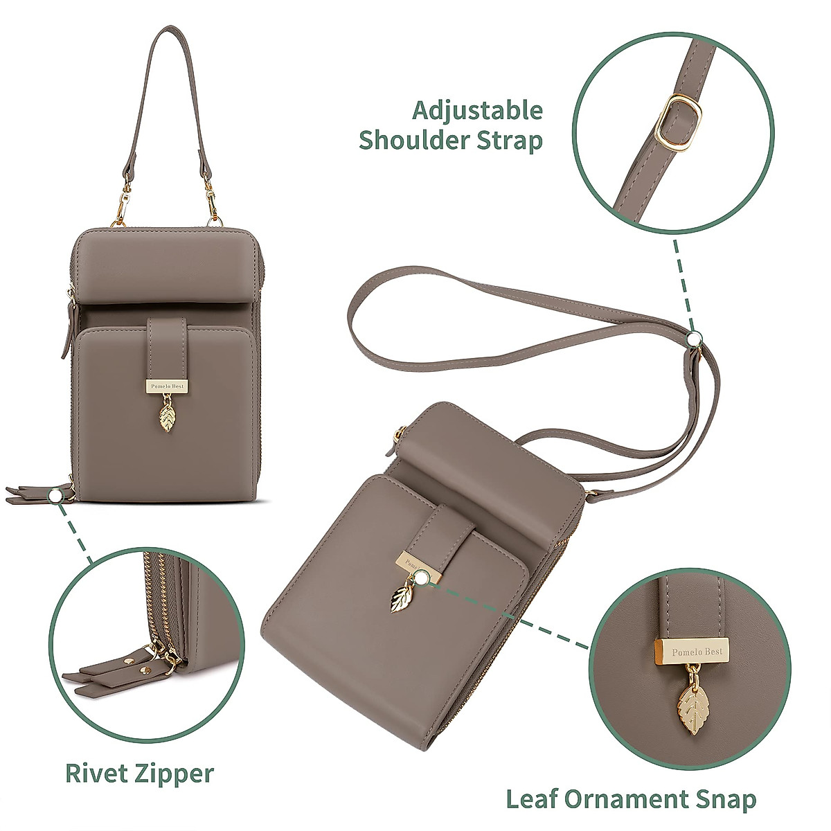 Crossbody Bags Wallet for Women with RFID Blocking and Enough to Fit Most Smartphones (Beige)