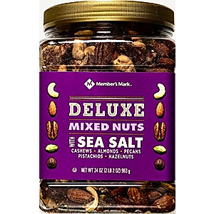 Member's Mark Deluxe Mixed Nuts with Sea Salt, 34 Ounces - PACK OF 2