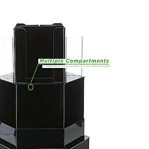 Mind Reader SETT-BLK 18 Compartment 3-Tier Large Breakroom, Lazy Susan Coffee Condiment Organizer, Black, One Size