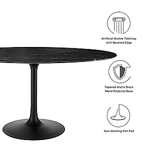 Modway Lippa Dining Table, 60 x 35.5 x 28.5, Black