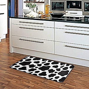 Kitchen Rug Bathroom Mats Welcome Door Mats Cow Print 39"x20" Non-Slip Washable for Entryway Bedroom Home Decor