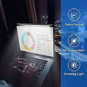 HIOUME Laptop Monitor Light Bar, USB e-Reading LED Task Lamp, 3 Adjustable Color Temperature, 10 Dimming Brightness Levels, No Screen Glare, Space Saving, Eye Health Care, Portable for Travel