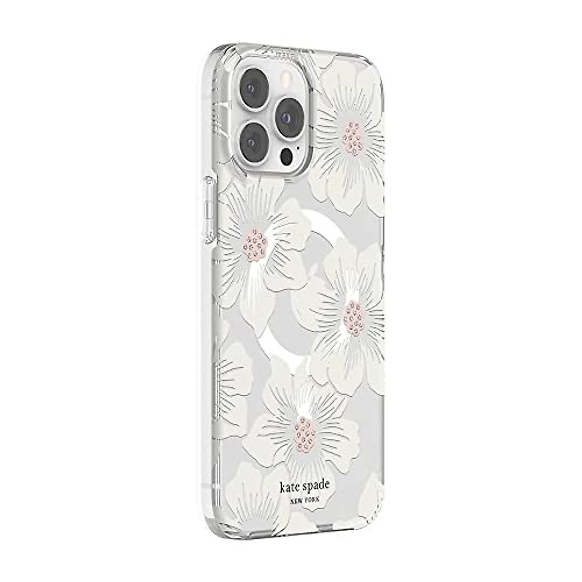 kate spade new york Protective Hardshell Case for MagSafe for iPhone 13 Pro Max - Hollyhock Floral Clear