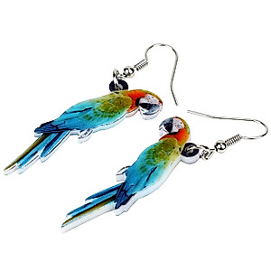 Bonsny Acrylic Drop Dangle Sweet Resting Macaws Parrot Bird Earrings Jewelry For Women Gift Charms