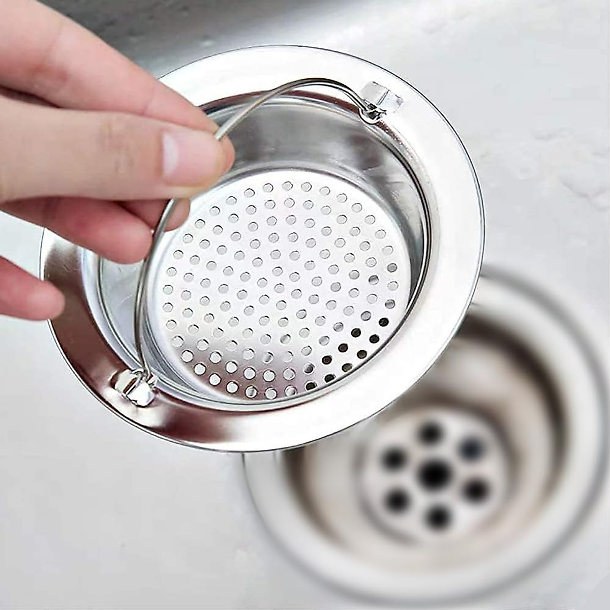 Kitchen Sink Drain Strainer Basket Stopper Cover Filter mesh Stainless Steel 2 Pack Food Catcher Screen