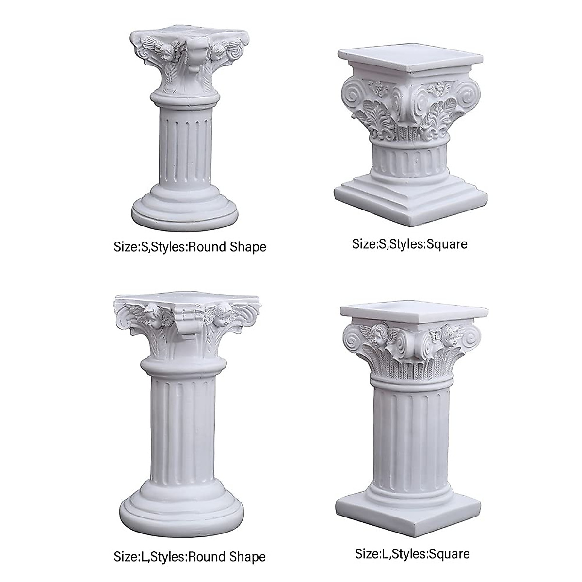 GEZICHTA Roman Pillar Greek Column Statue Resin Figurine Base Sculpture Wedding Table Decorations Indoor Home Decor(3.5x3.7x6.9 inch,Square)
