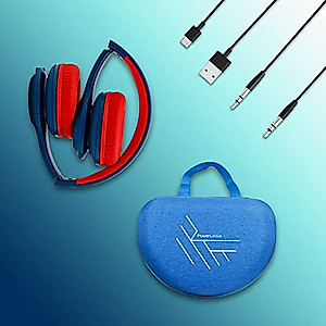 PowerLocus Kids Headphones, Bluetooth Headphones Over Ear for Kids with LED Lights, 94db Volume Limited Headphone, Micro SD/TF, Foldable with Hi-Fi Stereo, Built-in Mic for School/Tablet/Travel (Red)