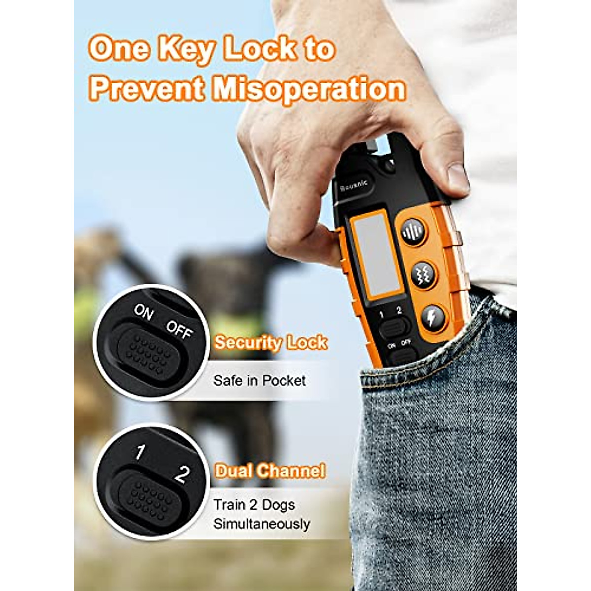 Bousnic Dog Shock Collar 2 Dogs (5-120Lbs) - 3300 ft Waterproof Training Collar for Dogs Large Medium Small with Rechargeable Remote, Beep (1-8) Vibration (1-16) and Humane Shock (1-99) Modes