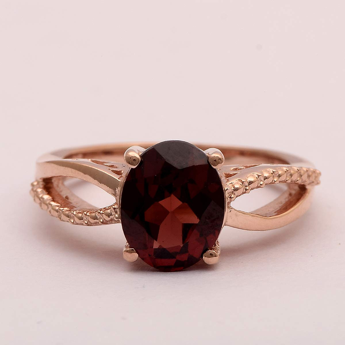 Shine Jewel Solitaire 925 Sterling Silver 1.45 Ctw Red Garnet Stackable Rose Gold Ring (8)
