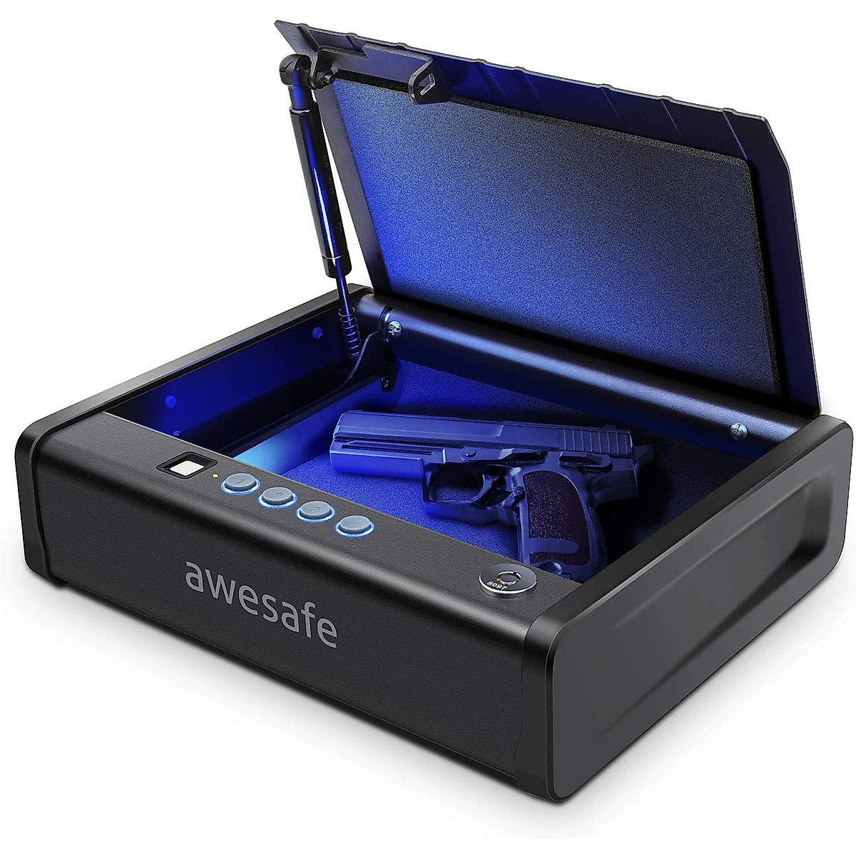 awesafe Gun Safe, Updated Biometric Gun Safe for Pistols, Quick Access Pistol Safe Fingerprint Handgun Safe with Keys and Keypad, Beside Gun Lock Box for Home (Keypad Only)