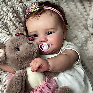 Wamdoll 20 Inches 50CM Real Baby Size Soft Touch Lifelike Reborn Baby Dolls with Rooted Hair Realistic Smiling Newborn Cuddly Body Dolls Toys Gifts for Ages Kids 3+