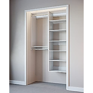 Closet Kit with Hanging Rods & Shelves - Corner Closet System - Closet Shelves - Closet Organizers and Storage Shelves (White, 63 inches Wide) Closet Shelving