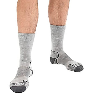 Icebreaker Merino Wool Hike + Light Socks for Men - Crew Socks - Half Cushioned, Perfect for Hiking, Athletics, Work and Play, Blizzard Heather, Large