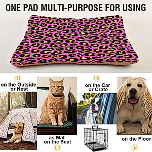 YETTASBIN Leopard Crate Pet Bed, Portable Washable Dog Cat Mat, Soft Comfortable Pet Mattress with Non-Slip Bottom for Dogs Cats Sleeping, 24 x 18 Inch