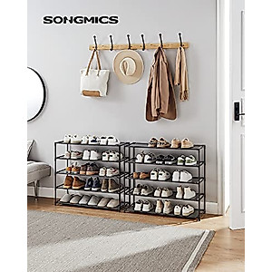 SONGMICS Shoe Rack, 10 Tier Shoe Shelf, Shoe Storage Organizer, Metal Frame, Non-Woven Fabric Shelves, for Entryway, Bedroom, Black ULSR210B02