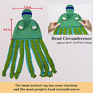 Aizami Knitted Winter Hat Knit Beanie Octopus Hat Unique Soft and Warm Hand Weave Hat for Women and Men Christmas Hat Blue-Green