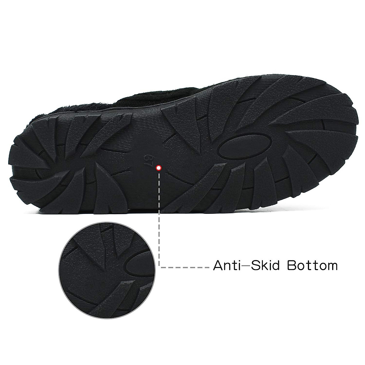 ONCAI Women’s-House-Slippers-Winter-Slipper-for-Women Knitted Fleece Memory Foam Slip-on Cozy Warm Outdoor Lady Fur Lined Garden Home Slippers Black