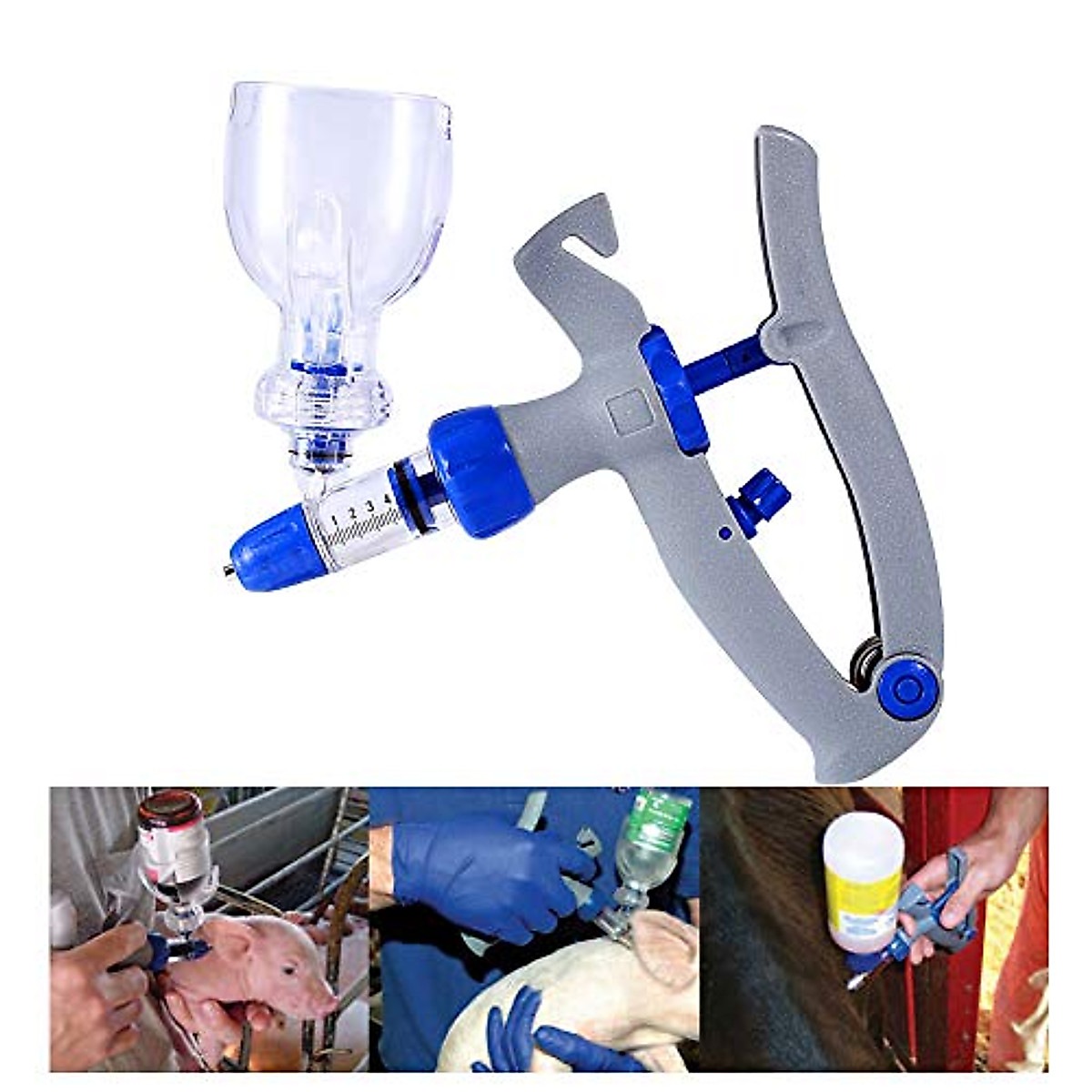 5ml Veterinary Injector Adjustable and Continuous Automatic Self Refill Syringe for Livestock Cattle Chicken Sheep Pig