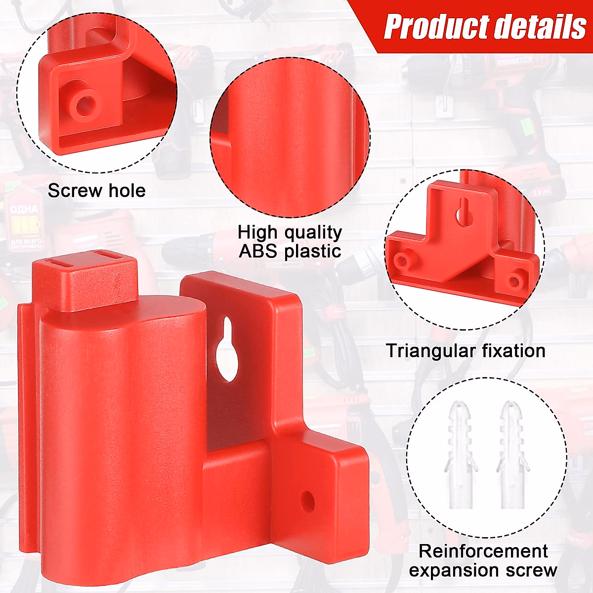 6PCS Milwaukee Drill Holder, Dirll Holder Wall Mount for Milwaukee M12 Drill, DIY M12 Tool Holder and Tool Storage, No 3D Printed Vertical Drill Mount, Red