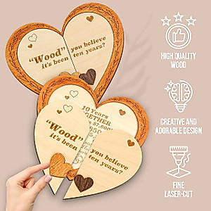 STOFINITY 10 Year Anniversary Wood Gifts for Her Him - 10th Wedding Gifts Anniversary for Husband Wife, Anniversary for Married Couple, Wood Heart Plaque Decoration Ideas
