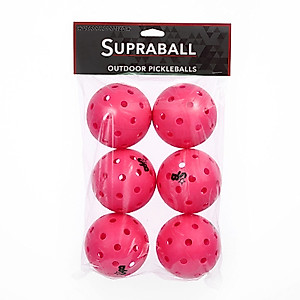 SB Pickleball Balls 6 Pack | Supra-40 Holes Outdoor Pickleballs | Built to USA Pickleball (USAPA) Standard for Professional Tournament Play | Neon Pink Hot Pink | Indoor Pickleball