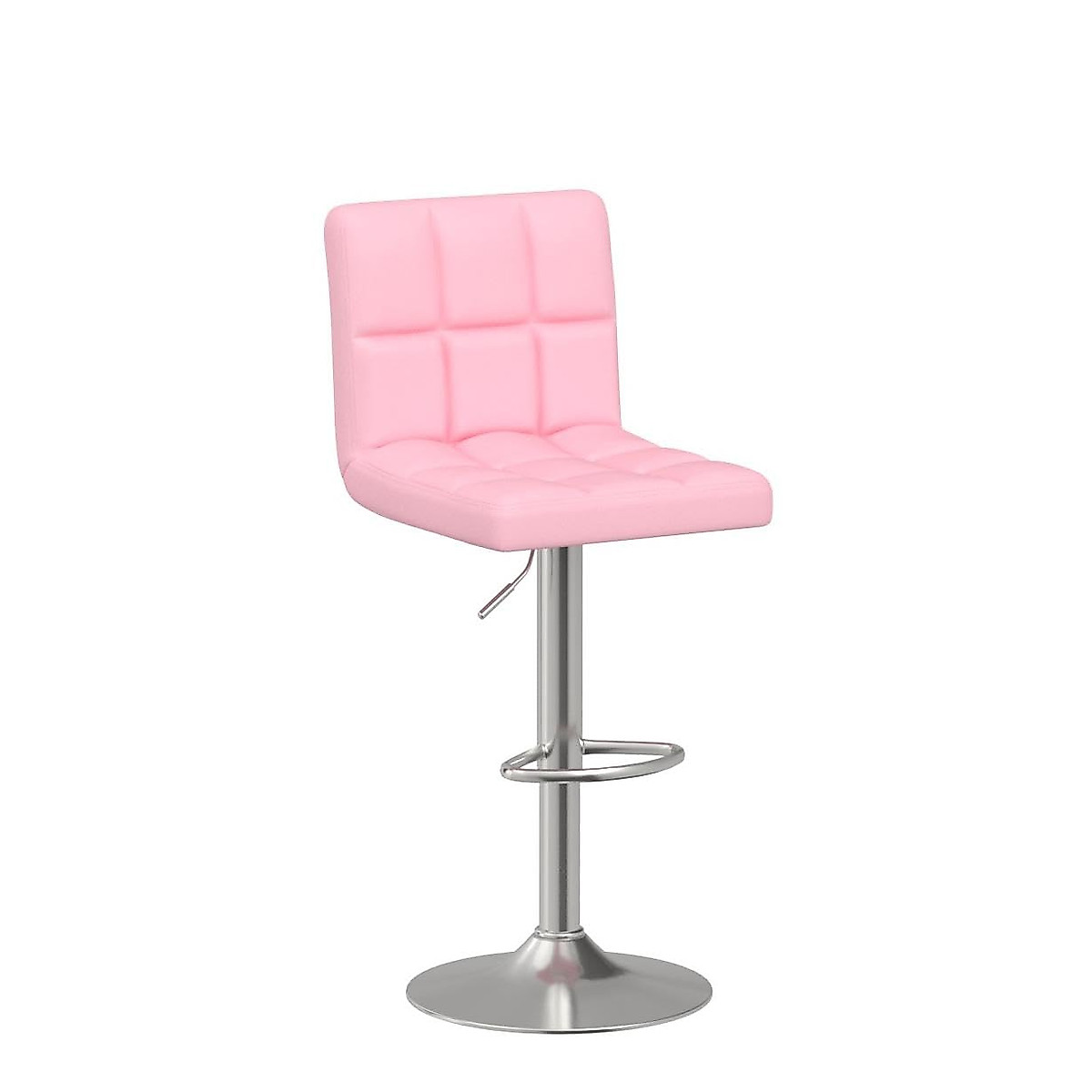 Magshion Faux Leather Bar Stools Adjustable 360 Degree Swivel Backrest Footrest Barstool Set of 4, Pink