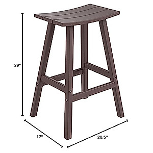 WO Home Furniture Patio Bar Stools Set of 2 PCS Outdoor Adirondack 29" in Saddle Stools for Porch, Backyard, BarBQ, Party, Events (Dark Brown)