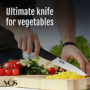 Vos Ceramic Paring Knife - Ceramic Knife 4 Inch Zirconia Blade With Sheath Cover - Handle Fruit and Vegetables Kitchen Knife (Black)