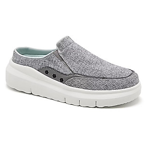 OrthoComfoot Comfortable Womens Supportive Slip On Loafers for Overpronation, Orthotic Walking Shoes for Outdoor, Elastic/Bungee Lace Slip Resistant Sllippers Light Grey Size 9