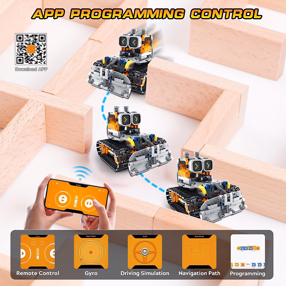 HOGOKIDS Changeable Expressions Robot Building Sets - 3 in 1 Remote & APP Supported Robotic Building Toy Having Sound Effect, Rechargeable RC Robot Birthday Present for Kids Age 6+ Boy & Girl (451PCS)