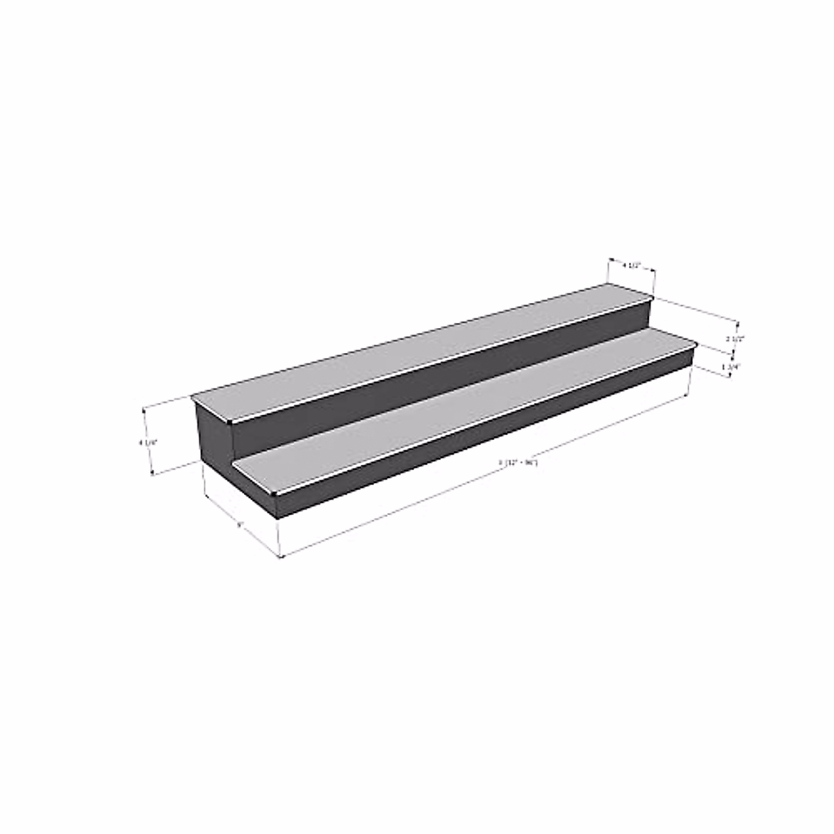 Low Profile LED Display Shelf 2 Tier (Gloss Black, 48)