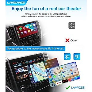 CarPlay Wireless Adapter, CarPlay Box Supports NetfIix/YouTube/Tiktok/Disney+/Hulu, Apple CarPlay/Android Auto Wireless Adapter 2024 Newest, Ai Box for Factory Wired CarPlay Cars from 2015