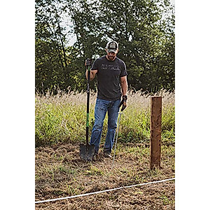 Hooyman Digging Shovel with Heavy Duty Carbon Steel Head Construction, Ergonomic No-Slip H-Grip, Oversized Steps, and Serrated Blades for Gardening, Land Management, Yard Work, Farming and Outdoors