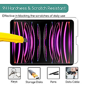 KEANBOLL 2 Pack Designed for iPad Pro 12.9 Inch Tempered Glass Screen Protector, (2022-2018, 6th/5th/4th/3rd Generation) Ultra Clear 9H Hardness and Apple Pencil Compatible