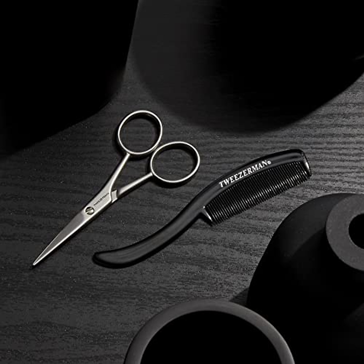 Tweezerman G.E.A.R. Moustache Scissors and Comb Model No. 72031-MG, Black