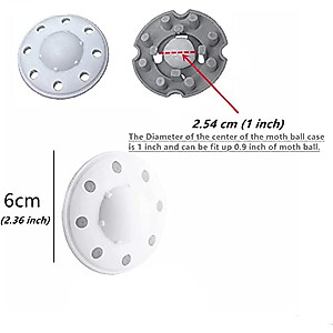 12 Pack Moth Ball Case with Adhesive Wall Sticker, Refillable Case for Moth Repellent Balls, Closet Clothes House Drawers Hanger Moth Block Case, 6cm Diameter, White, 12 Count