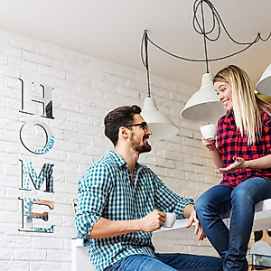 30 Pcs Living Room Wall Decor Home Mirror Wall Stickers Letter Signs DIY Acrylic Mirror Decals 3D Wall Decorations for Home Bedroom Living Room Decor Removable (Silver)