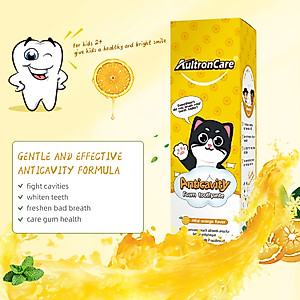 AUITRONCARE 2Pack Kids Toothbrush Electric and Foam Toothpaste Kids,Toddler Electric Toothbrush Ultrasonic Toothbrush with 3 Brushing Heads and Cup